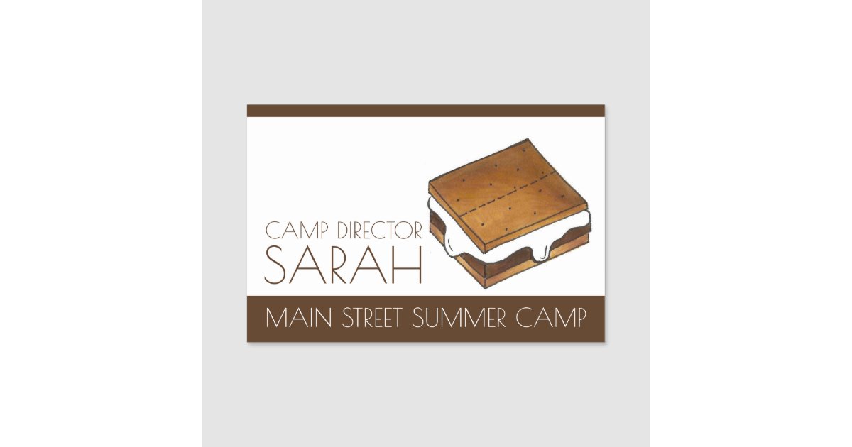 Summer Sleepaway Camp Counselor S'mores Smores Name Tag | Zazzle