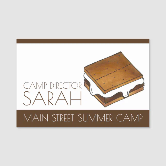 Summer Sleepaway Camp Counselor S'mores Smores Name Tag | Zazzle