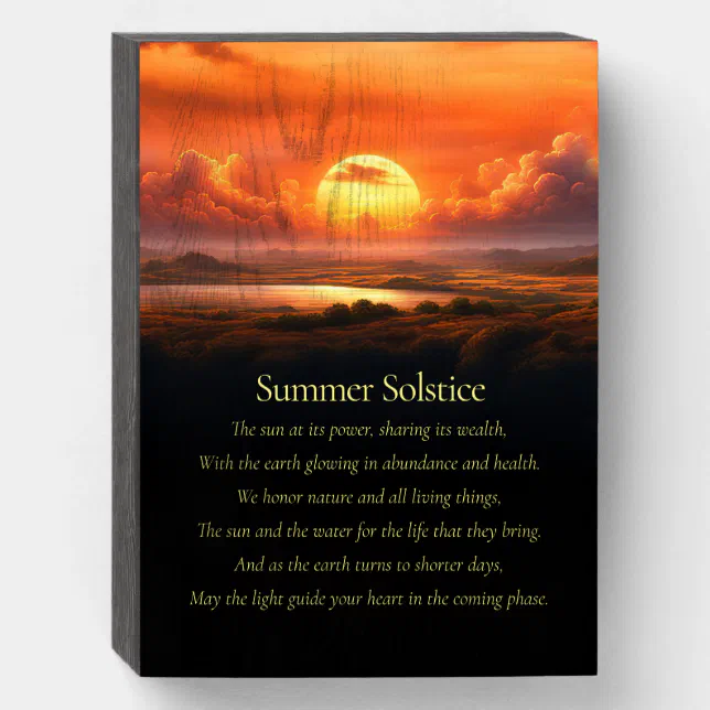Summer Solstice Art Poem Inspirational Wooden Box Sign | Zazzle
