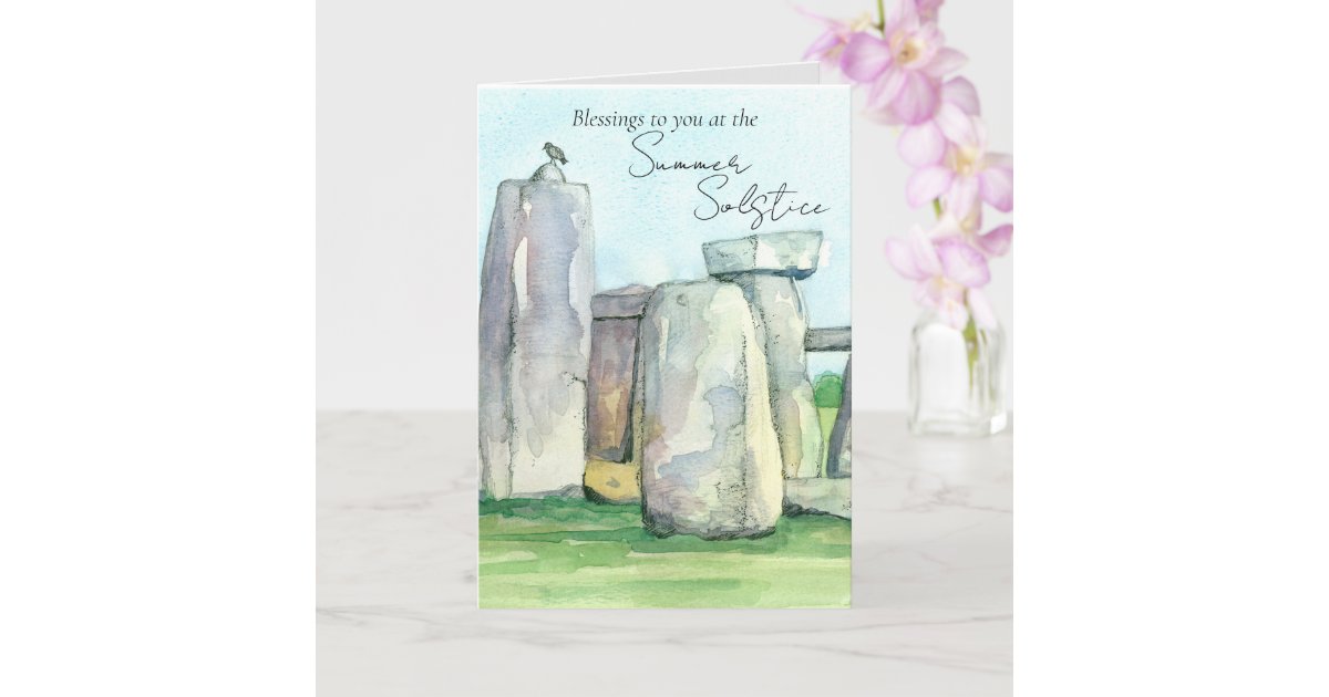 Summer Solstice Stonehenge England Rocks Blackbird Card | Zazzle