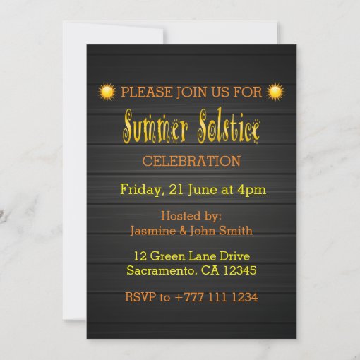 Summer Solstice Yellow and Black Celebration Invitation | Zazzle