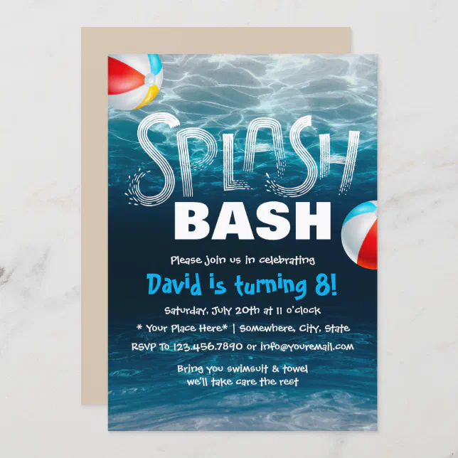 Summer Splash Pool Party Birthday Invitation | Zazzle