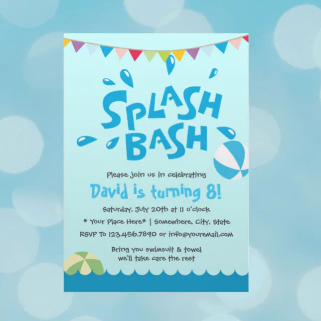 Summer Splash Pool Party Boys Birthday Invitation | Zazzle