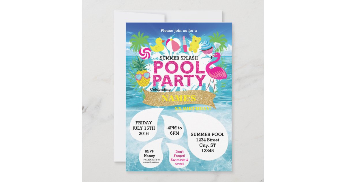Summer Splash Pool Party Invitation | Zazzle