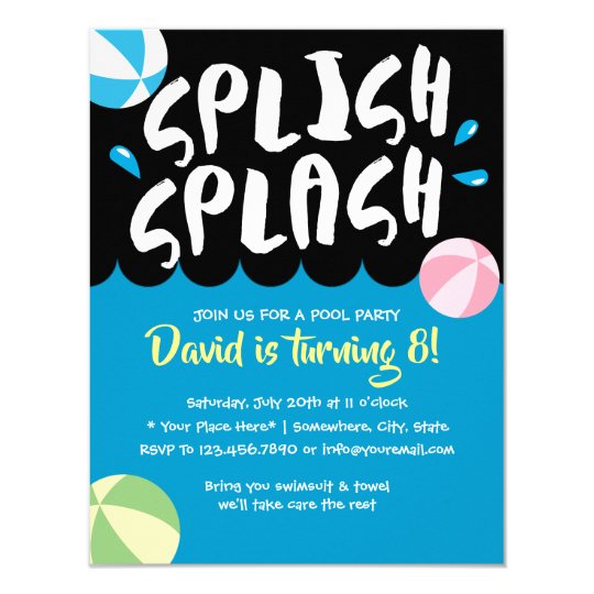 Summer Splish Splash Pool Birthday Party Invitation | Zazzle.com
