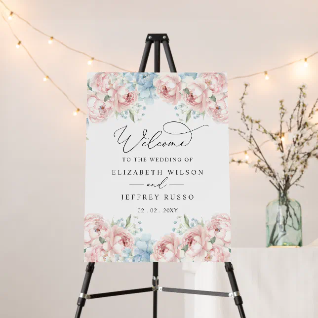 Summer Spring Blush Floral Wedding Welcome Sign | Zazzle