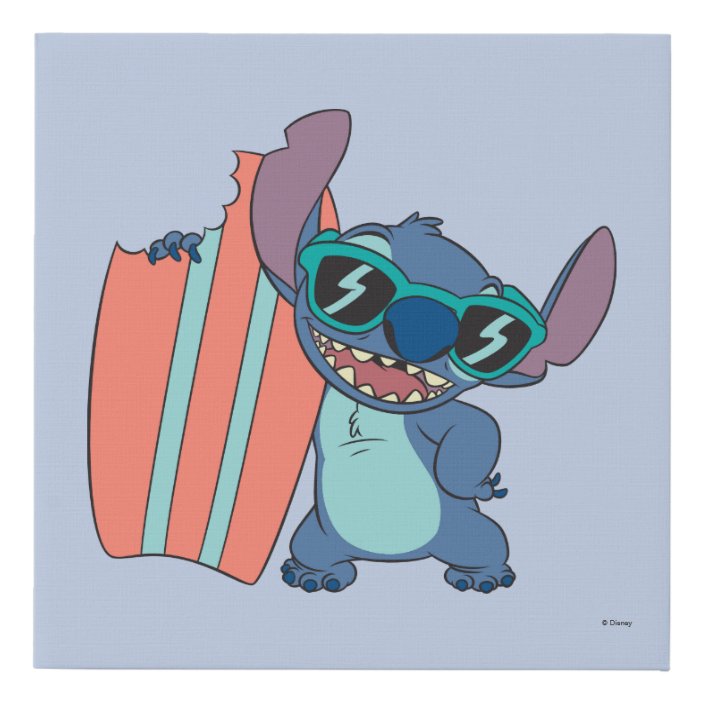 Summer Stitch with Surfboard Faux Canvas Print | Zazzle.com