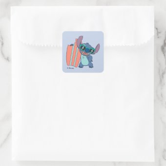 Summer Stitch with Surfboard Square Sticker | Zazzle