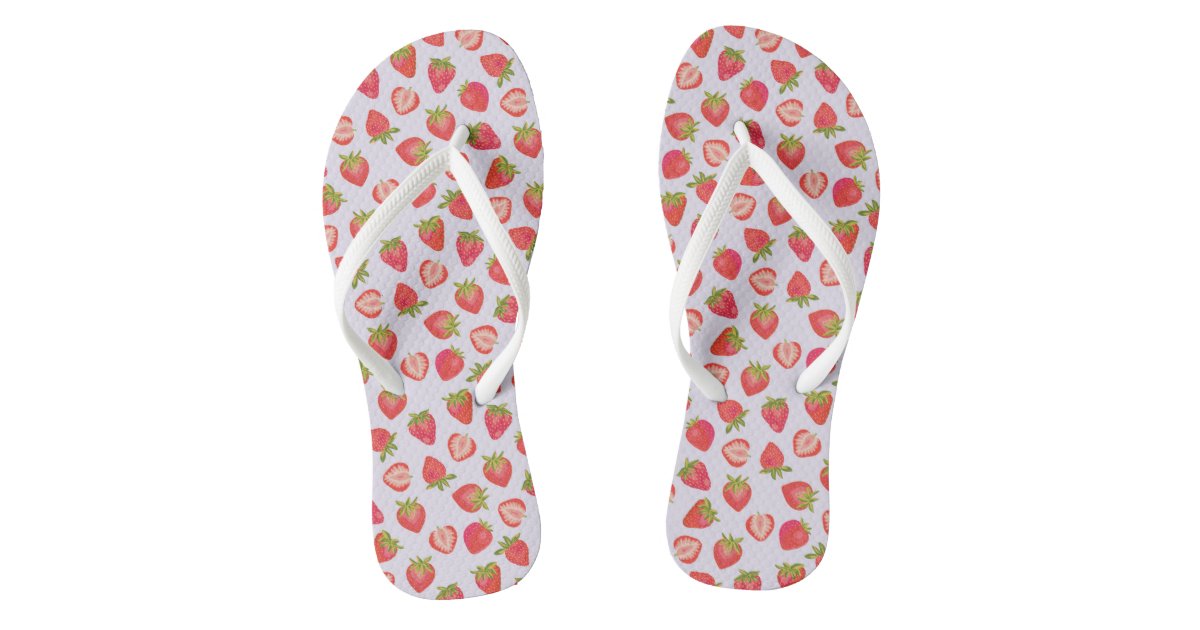 Summer Strawberry Pattern Flip Flops | Zazzle