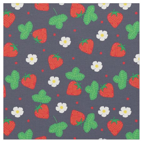 Strawberry Pattern Fabric | Zazzle