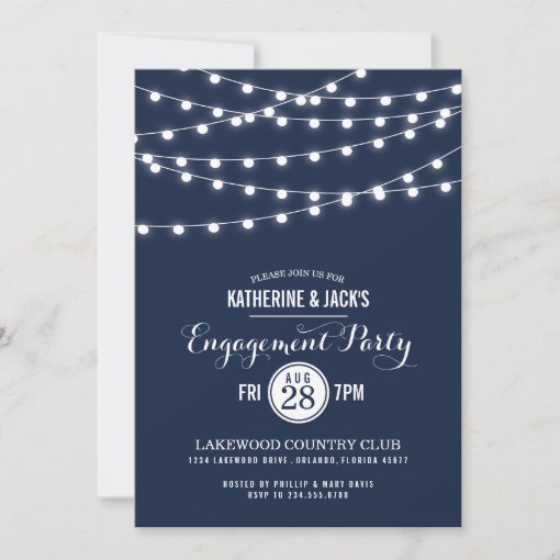 Summer String Lights Engagement Party Invitation | Zazzle