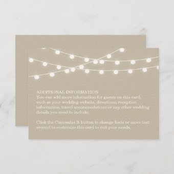 Summer String Lights Wedding Insert Card | Zazzle