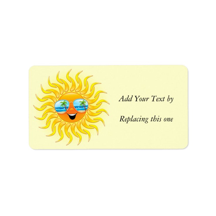 Summer Sun Cartoon with Sunglasses Address Label | Zazzle