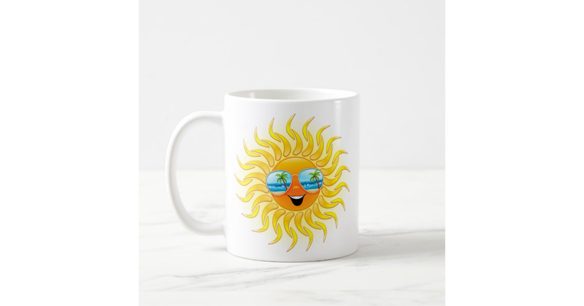Summer Sun Cartoon with Sunglasses mug | Zazzle