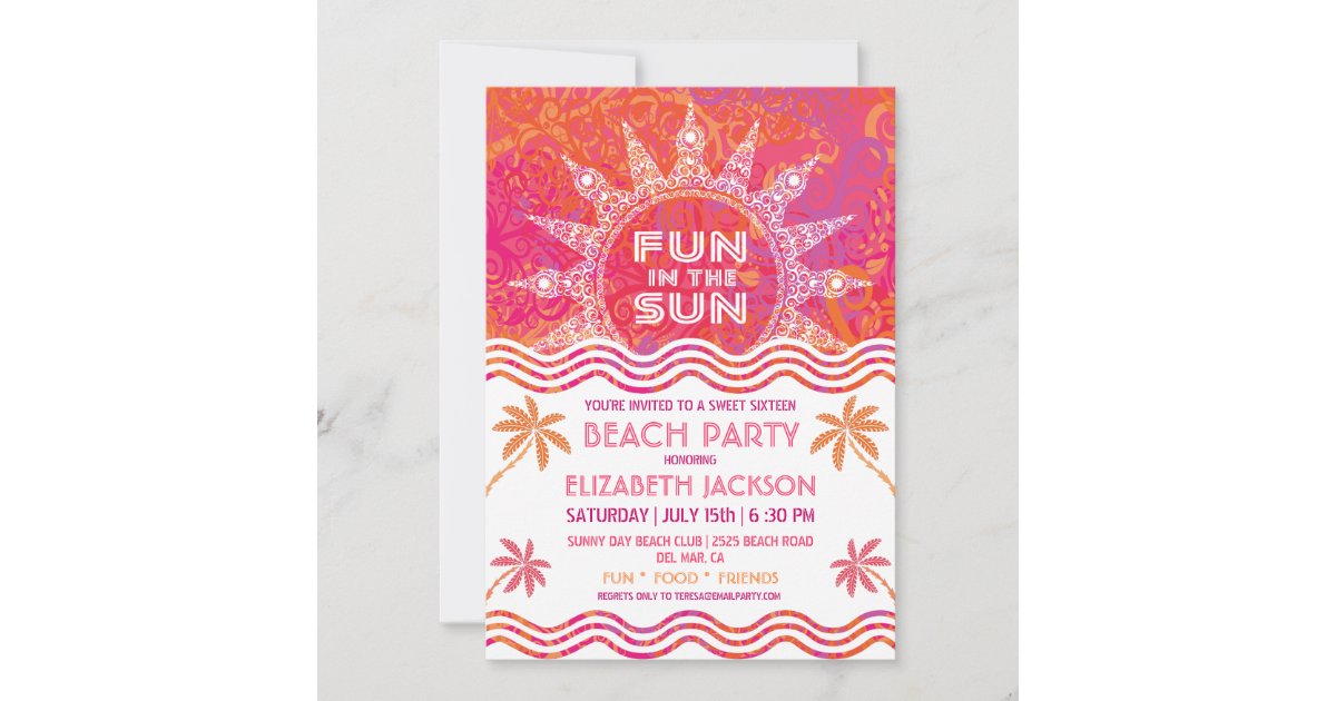Summer Sun Party Invitation | Zazzle