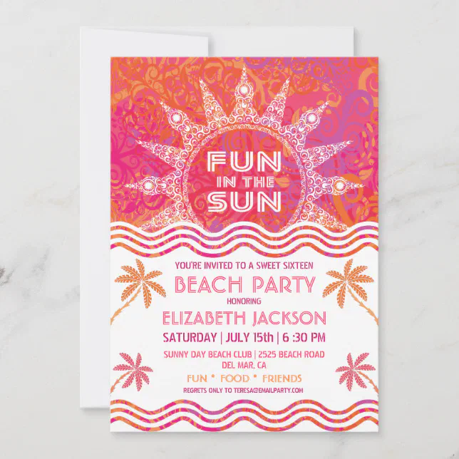 Summer Sun Party Invitation | Zazzle