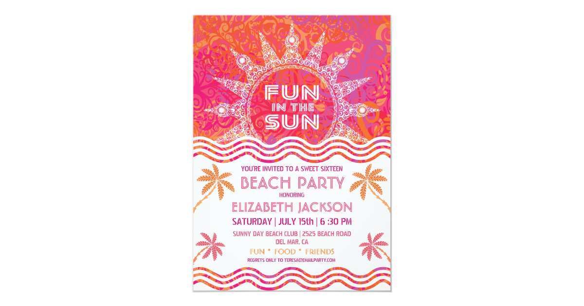 Summer Sun Party Invitation | Zazzle.com