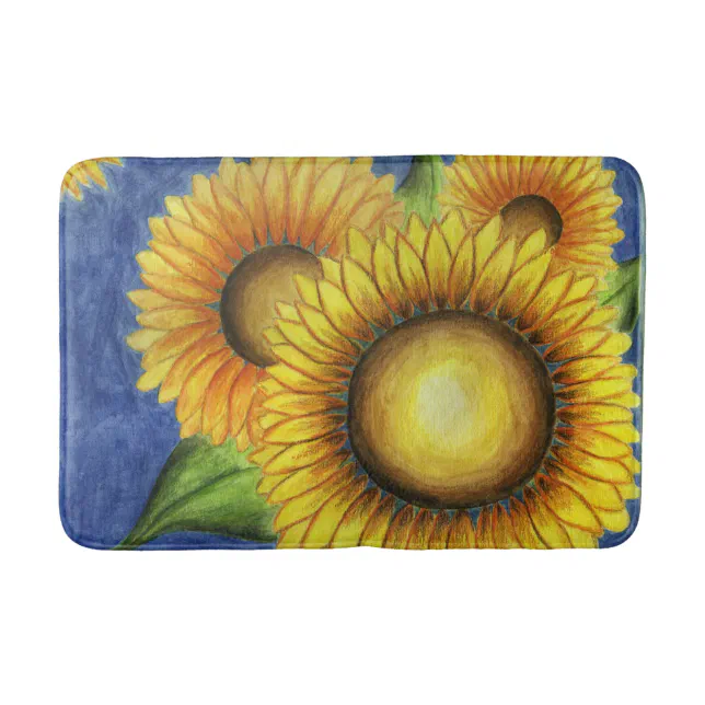 Summer Sunflower Bath Bathroom Mat Rug Gift | Zazzle