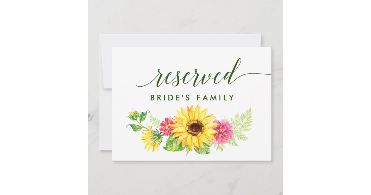 Summer Sunflower Reserved Sign Invitation | Zazzle