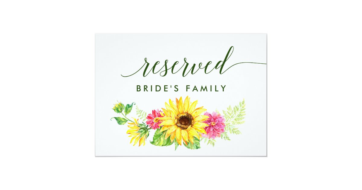 Summer Sunflower Reserved Sign Invitation | Zazzle.com