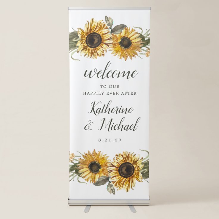Summer Sunflowers Wedding Welcome Retractable Banner | Zazzle