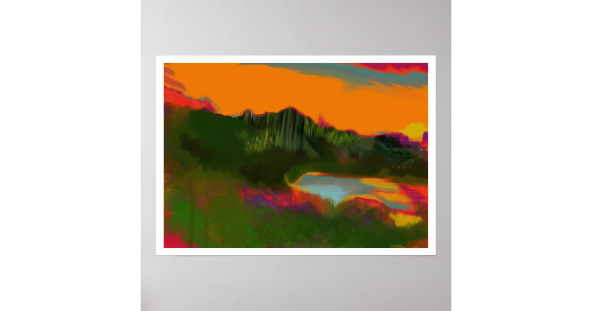 Summer Sunset Abstract landscape Poster | Zazzle
