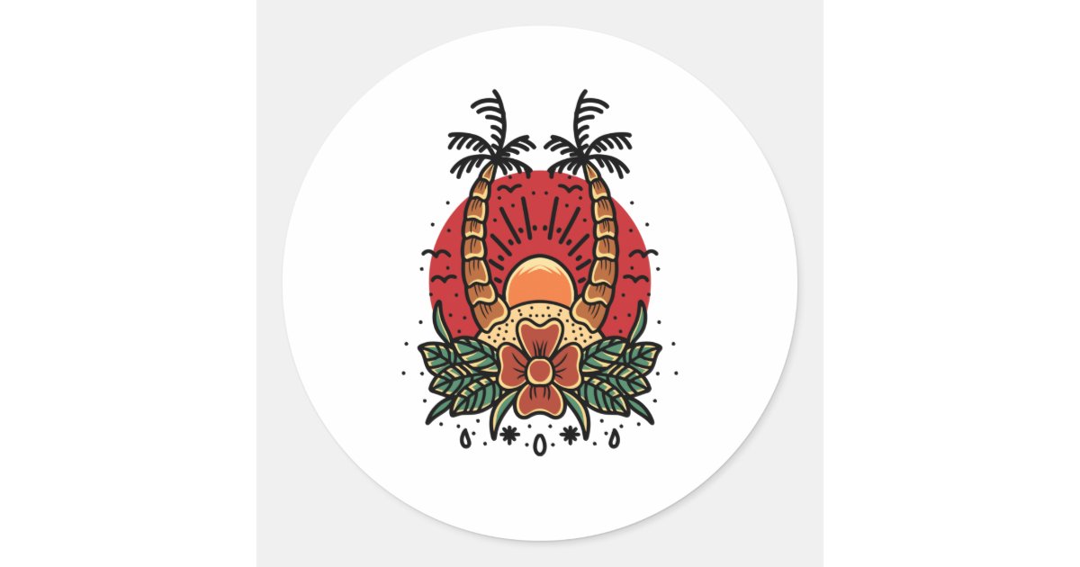 Summer Sunset Classic Round Sticker | Zazzle