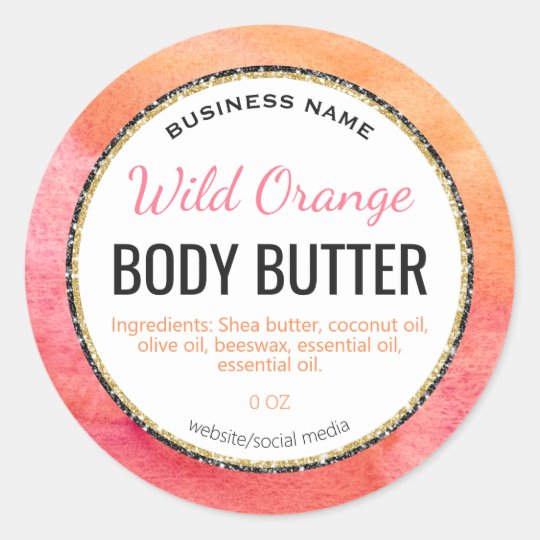 Summer Sunset Glitter Body Butter Labels | Zazzle.com