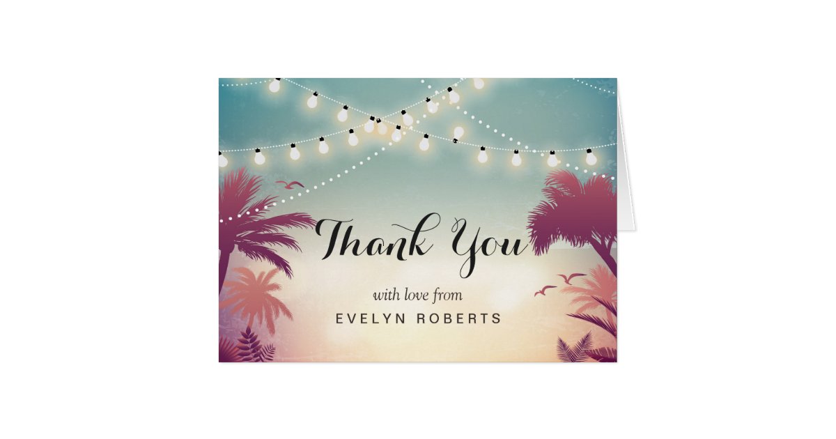 Summer Sunset String Lights Thank You Card | Zazzle.com