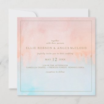 Summer Sunset Watercolor Square Wedding Invitation | Zazzle