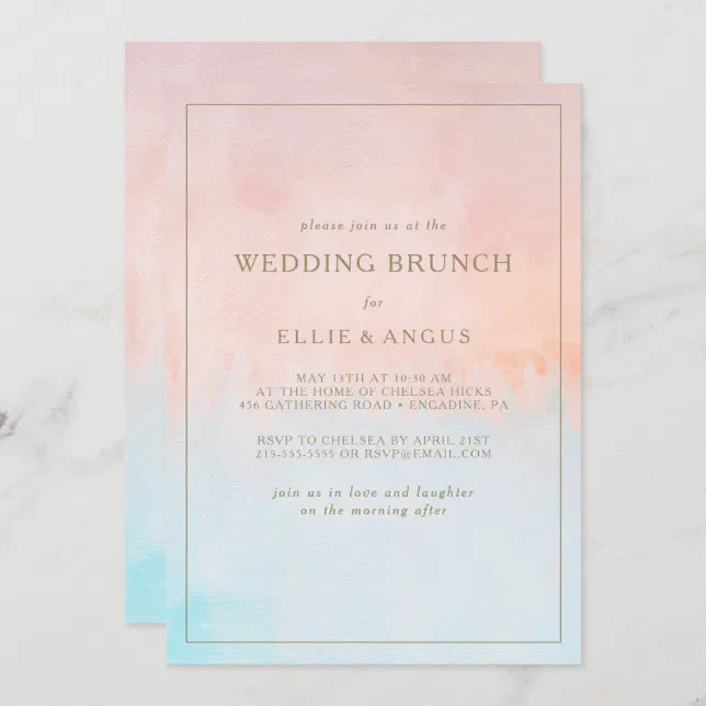 Summer Sunset Watercolor Wedding Brunch Invitation | Zazzle