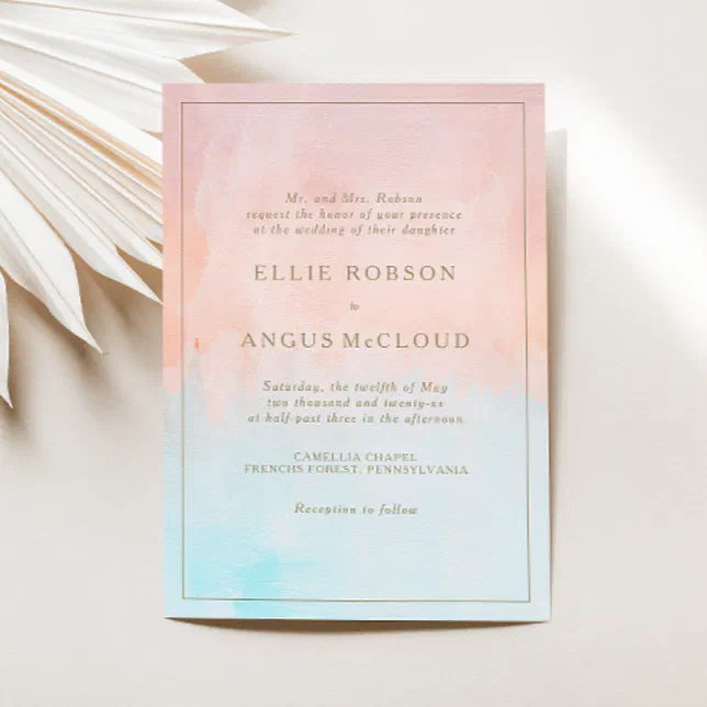 Summer Sunset Watercolor Wedding Invitation | Zazzle