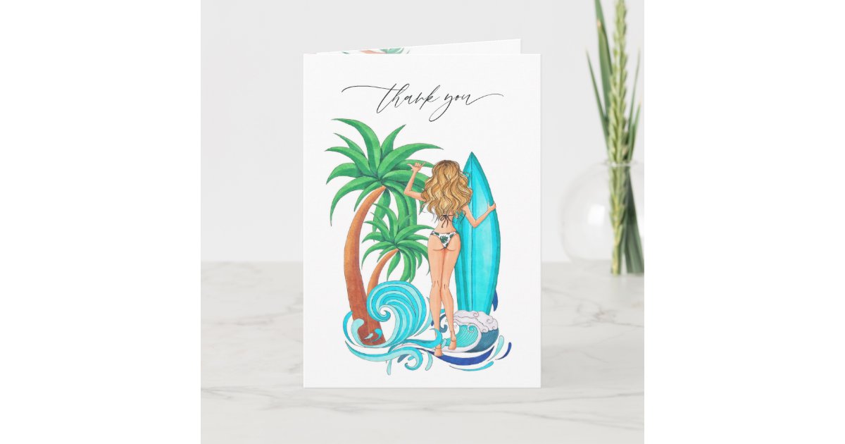 Summer Surf Beach Vacation Thank You Card | Zazzle