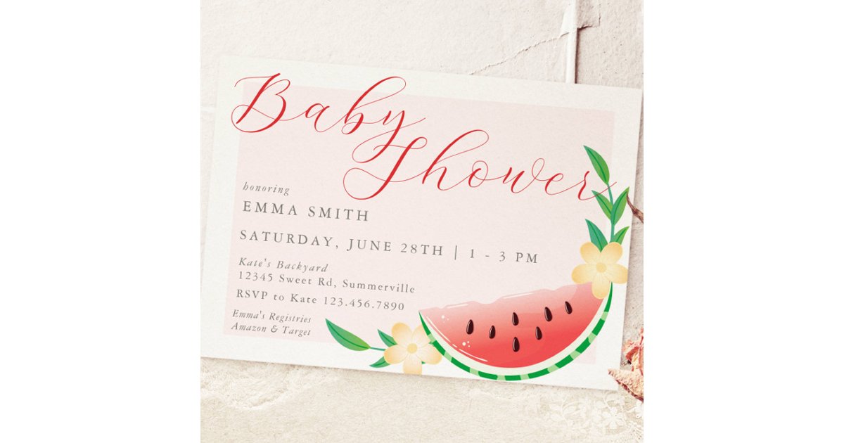 Summer Sweet Watermelon Baby Shower Invitation | Zazzle