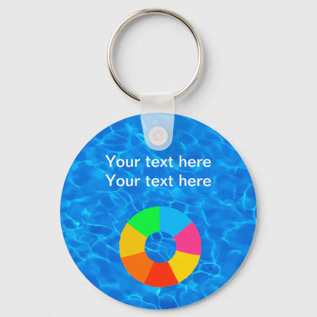 Summer Swimming Pool Float Theme Keychain | Zazzle