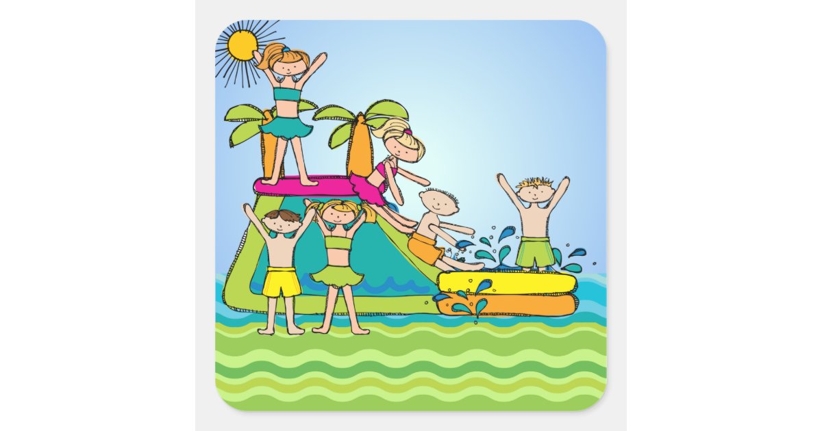 Summer Swimming Pool Party Stickers | Zazzle