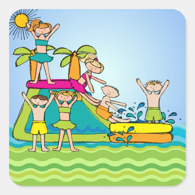 Summer Swimming Pool Party Stickers | Zazzle