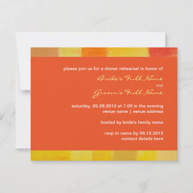 Summer tango Wedding Rehearsal Dinner Invitation | Zazzle