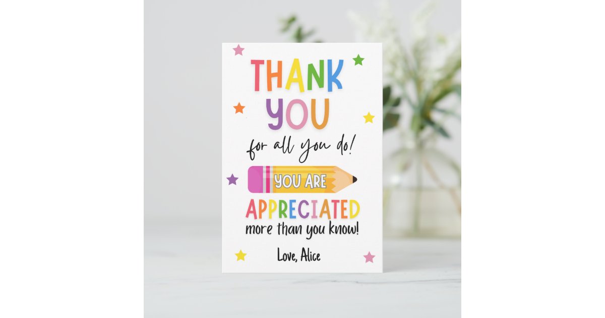 Summer Teacher Appreciation Thank you Card | Zazzle