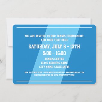 Summer tennis tournament invitation template | Zazzle