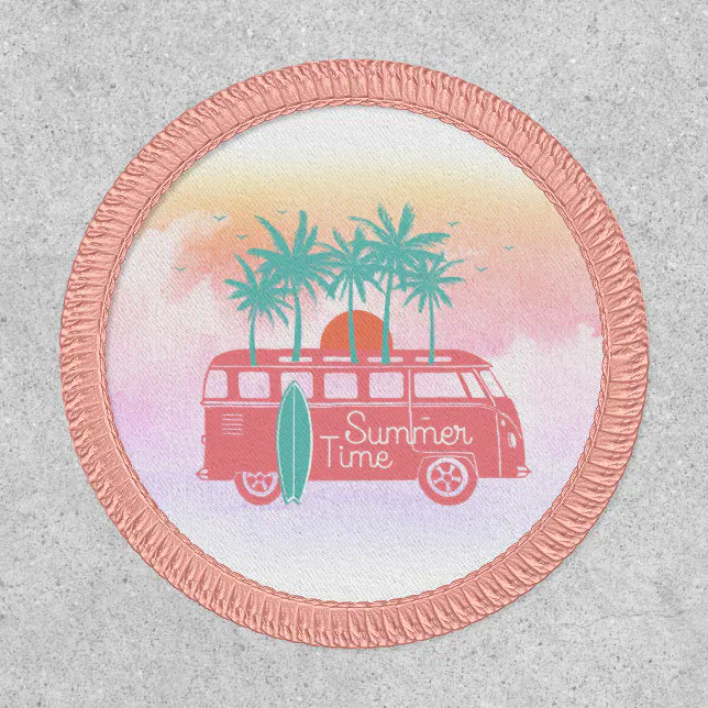 Summer Time Retro Beach Logo Patch | Zazzle