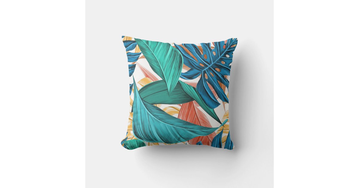 Summer Tropical Floral Outdoor Pillow | Zazzle