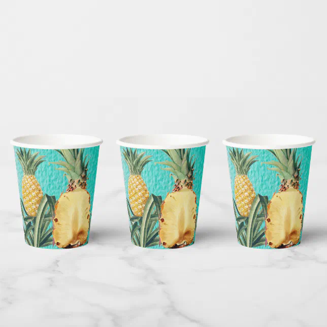 Summer Tropical Pineapple Fruit Birthday Party Paper Cups | Zazzle