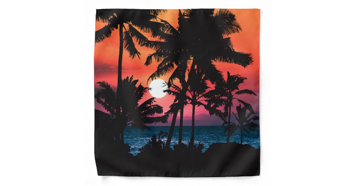 Summer Tropical Pink Orange Palm Trees Sunset Bandana | Zazzle