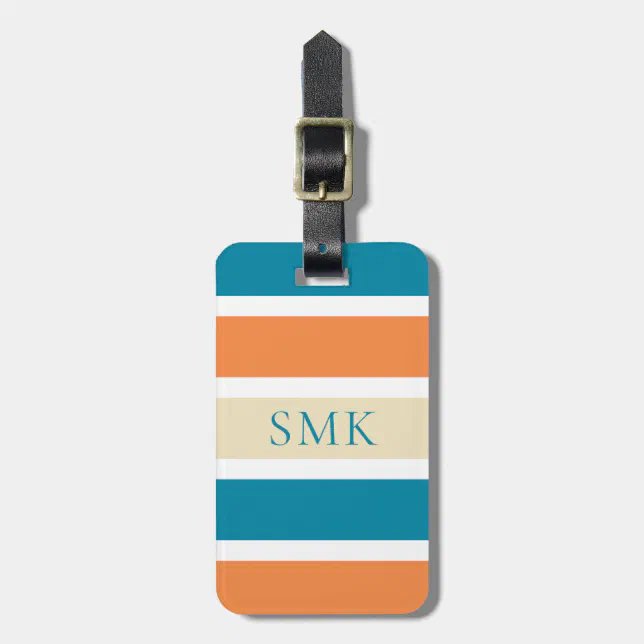 Summer Turquoise Teal Orange Color Block Luggage Tag | Zazzle