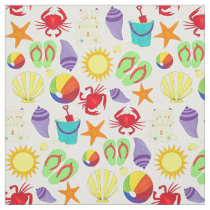 Sea Shells on Beach Sand Fabric | Zazzle