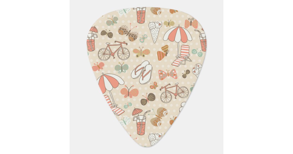 Summer Vacation Pattern Guitar Pick | Zazzle