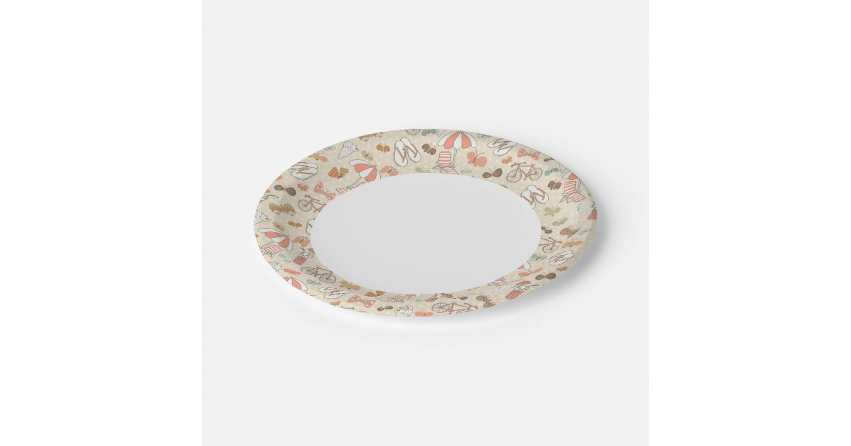 Summer Vacation Pattern Paper Plates | Zazzle