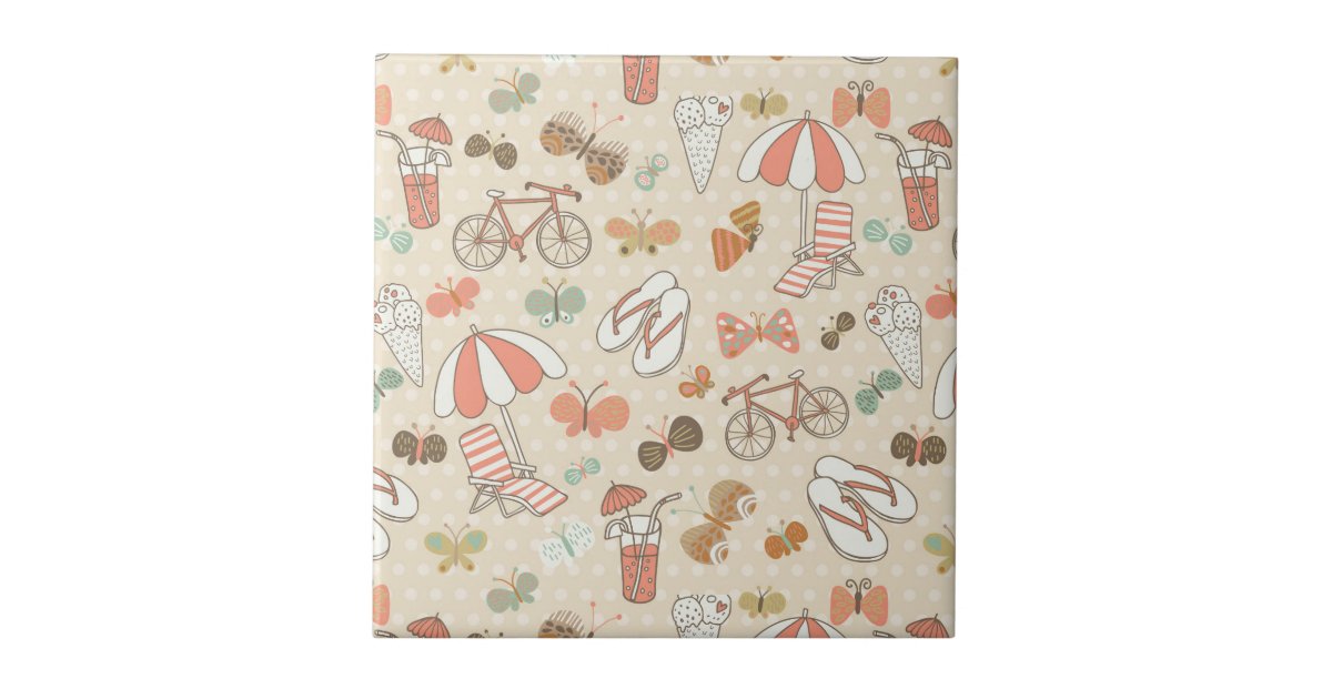 Summer Vacation Pattern Tile | Zazzle
