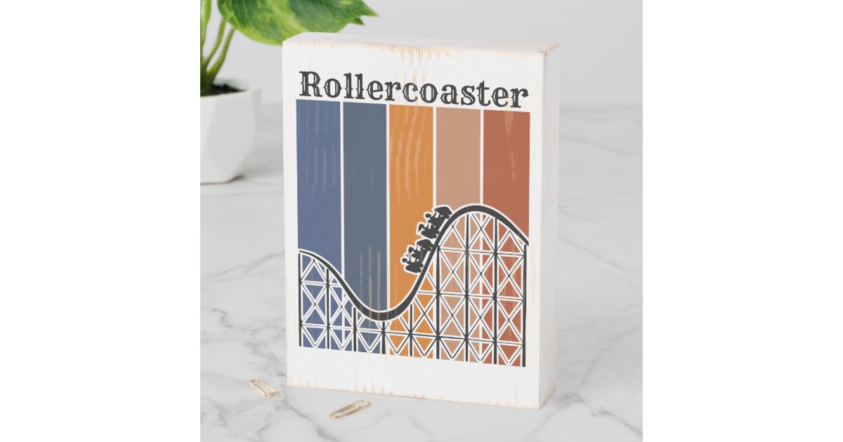 Summer Vacation Riding the Rollercoaster Retro Wooden Box Sign | Zazzle